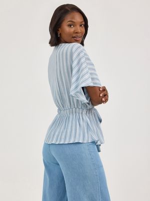 Women's Wrap Front Print Blouse